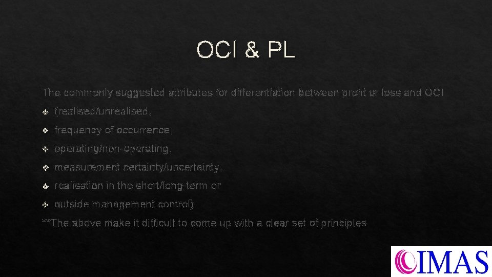 Performance Reporting IAS 1 Presentation of Financial Statements