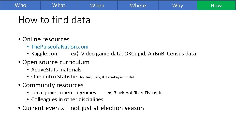 Leveraging real world data in an introductory statistics