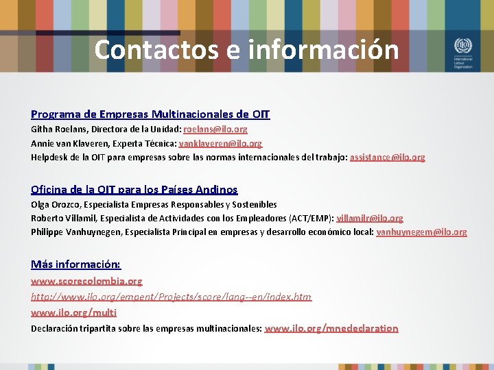 Servicios y herramientas de la OIT para empresas