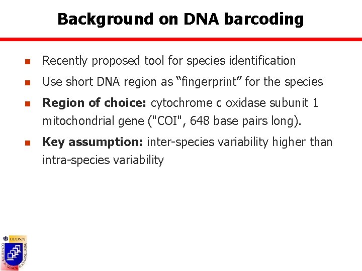 Modelbased species identification using DNA barcodes Bogdan Paaniuc