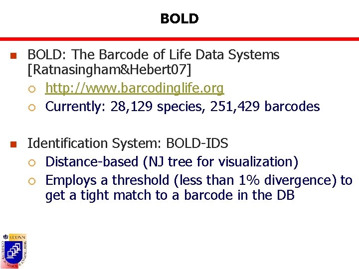 Modelbased species identification using DNA barcodes Bogdan Paaniuc