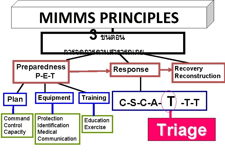 MIMMS PRINCIPLES 3 Preparedness PET Plan Command Control