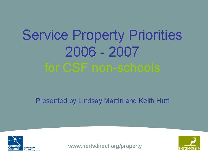 Service Property Priorities 2006 2007 for CSF nonschools