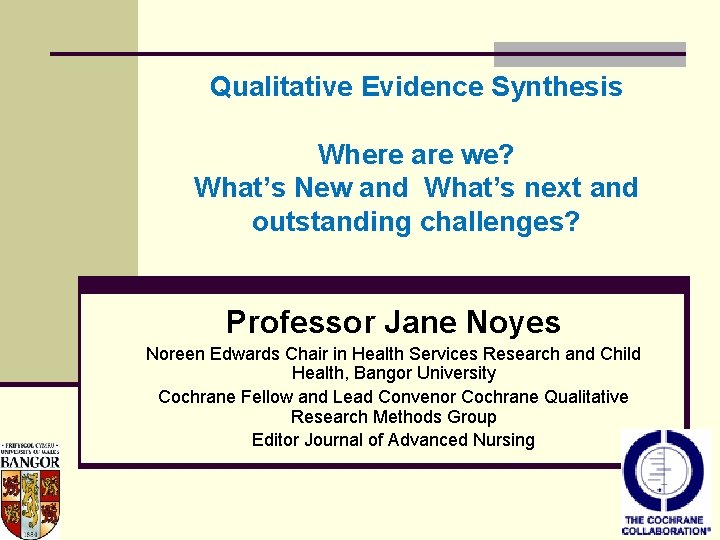 Qualitative Evidence Synthesis Where are we Whats New