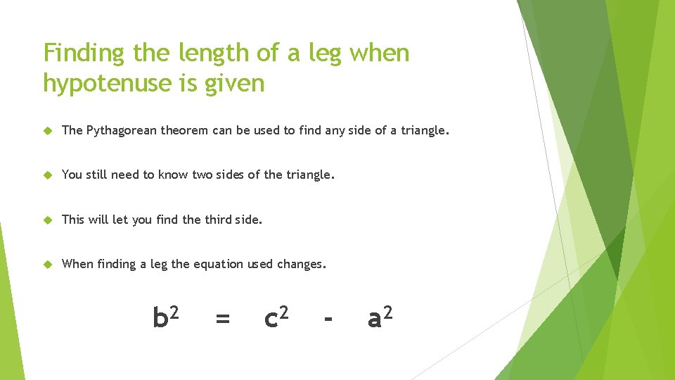 Chapter 6 Pythagorean Relationship 6 1 Right Triangles