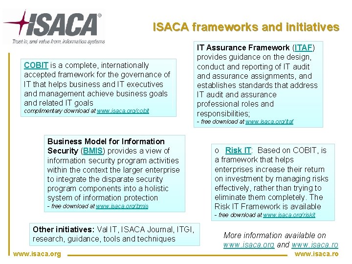 About ISACA Romania Business Model for Information Security
