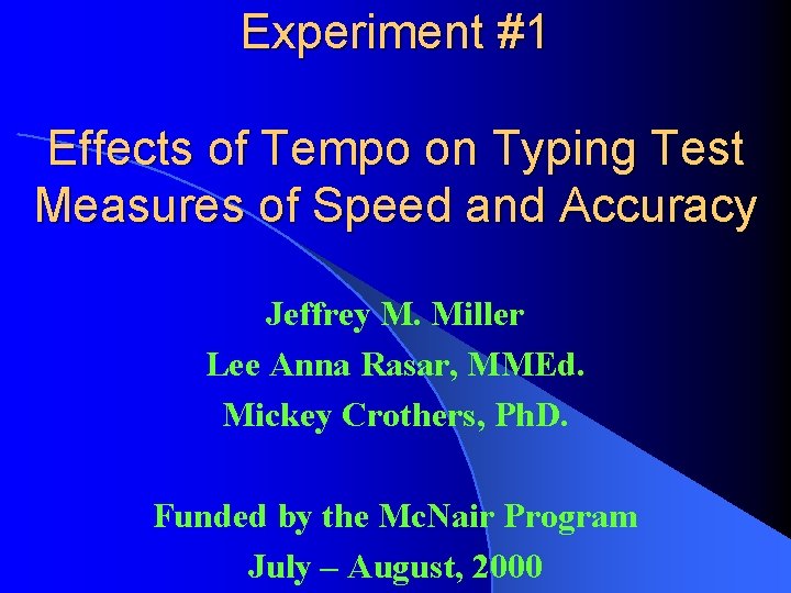 FASTER MEANS BETTER Three Studies of Musical Tempo