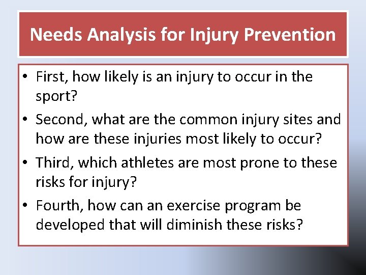 1 Athlete Needs Analysis William J Kraemer Ph