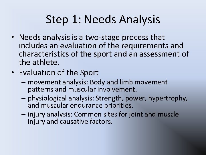 1 Athlete Needs Analysis William J Kraemer Ph