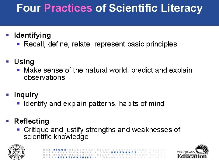 Michigan High School Science Content Expectations October 2006