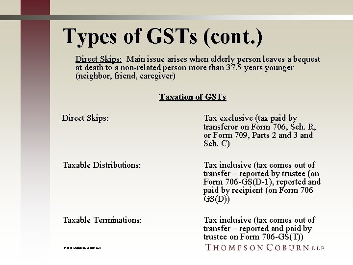 Back to Basics The Role of Generation Skipping