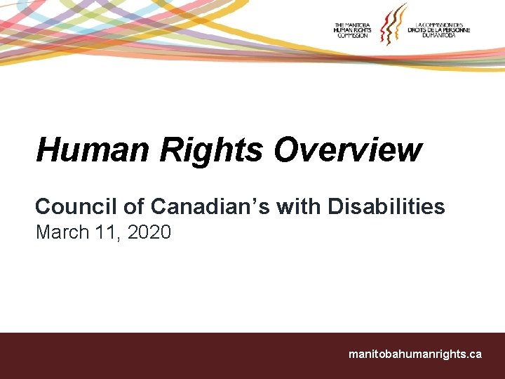 Human Rights Overview Council of Canadians with Disabilities