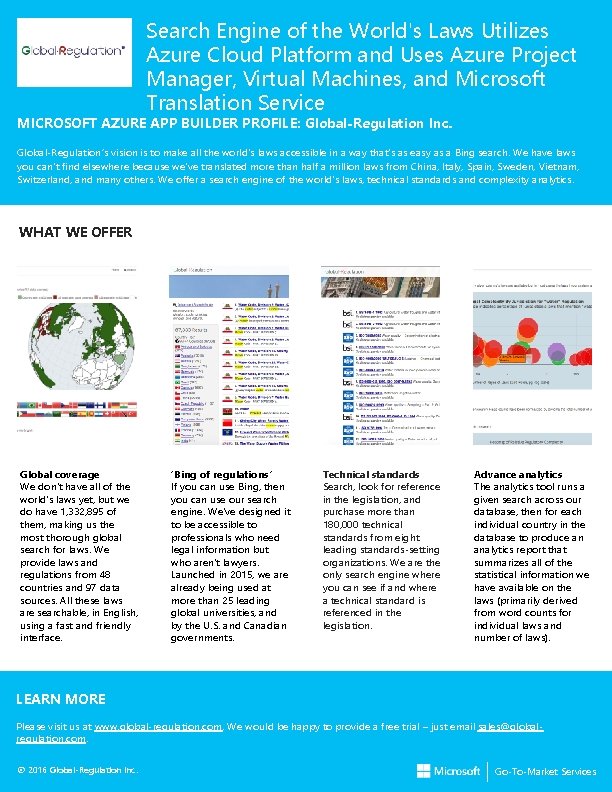 Search Engine of the Worlds Laws Utilizes Azure