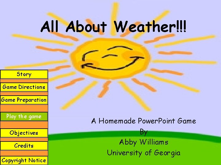 All About Weather Story Game Directions Game Preparation