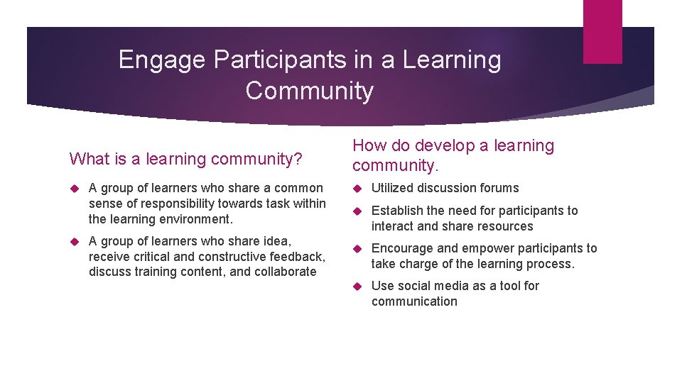 Distance Learning Facilitator Skills SECTION 1 ESTABLISHING SECTION