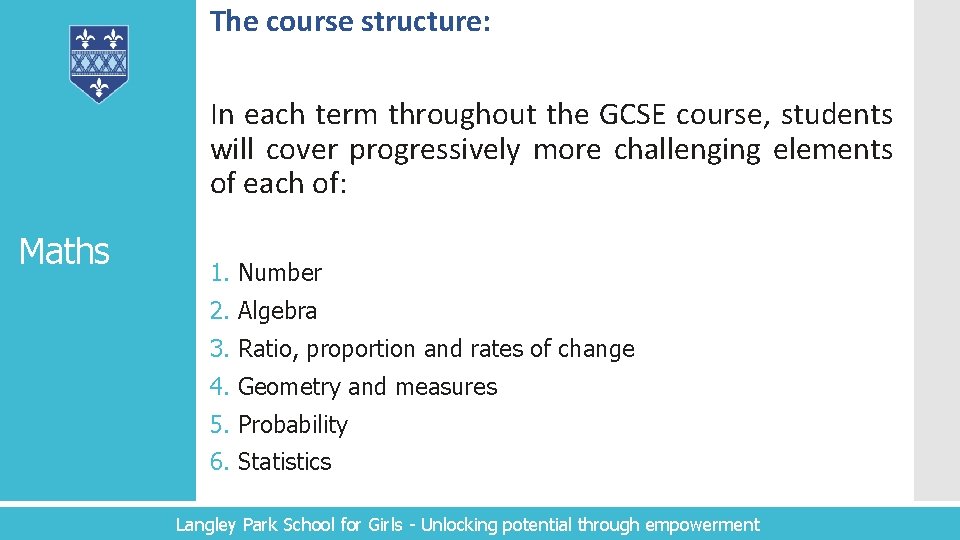 GCSE Maths Exam Board EDEXCEL Langley Park School