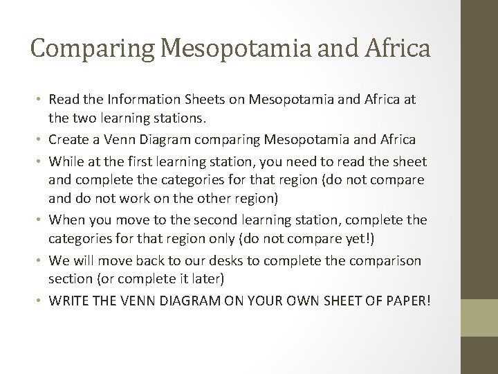 Western Civilizations Mesopotamia and Africa Mr Dailey World