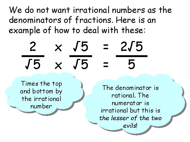 Rationalise a Denominator 15 Feb22 Objectives Convert a