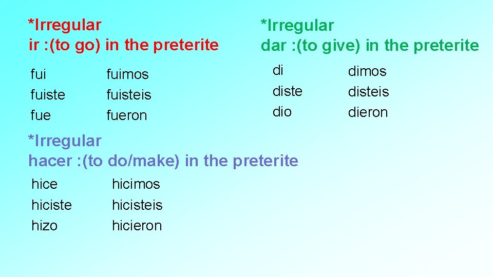 El Pretrito ar endings amos asteis aron er