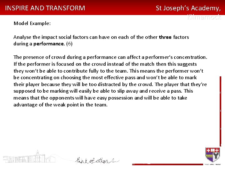 INSPIRE AND TRANSFORM St Josephs Academy Kilmarnock Higher