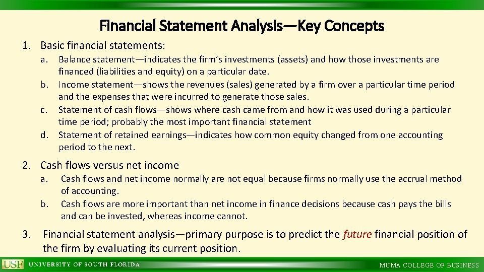 Financial Statement AnalysisKey Concepts 1 Basic financial statements