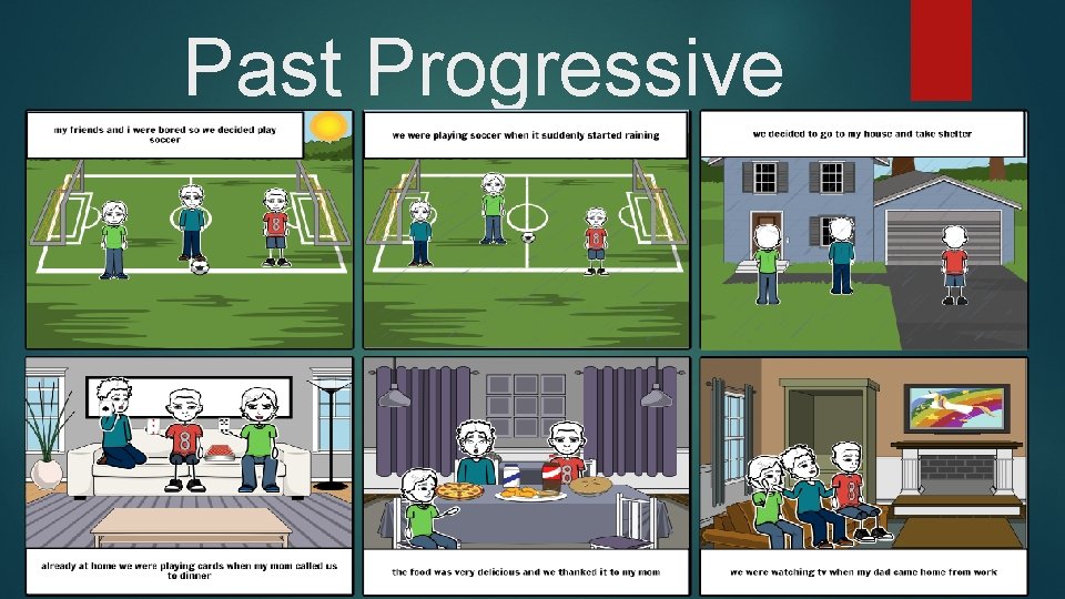 Past Progressive We use the past continuous to
