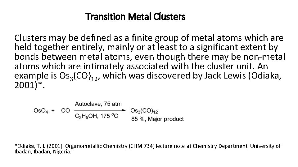 Module 2 Metal Carbonyls These are organometallic complexes