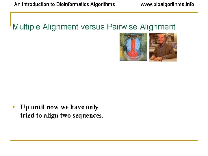 An Introduction to Bioinformatics Algorithms www bioalgorithms info
