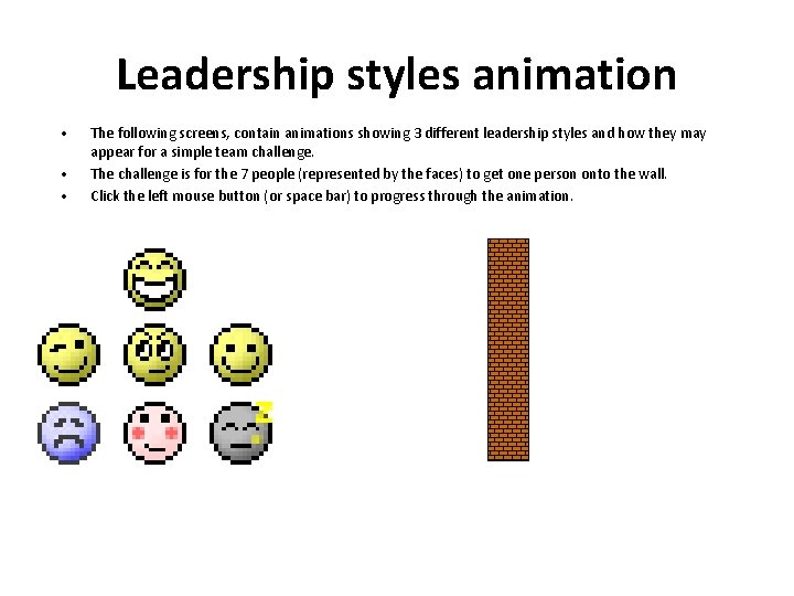 Leadership styles animation The following screens contain animations