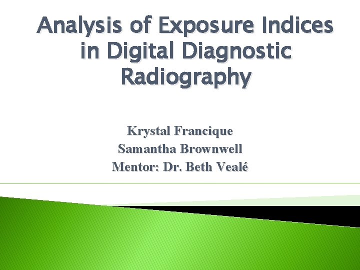 Analysis of Exposure Indices in Digital Diagnostic Radiography
