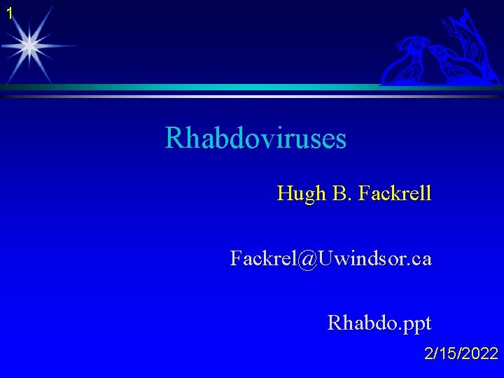 1 Rhabdoviruses Hugh B Fackrell FackrelUwindsor ca Rhabdo