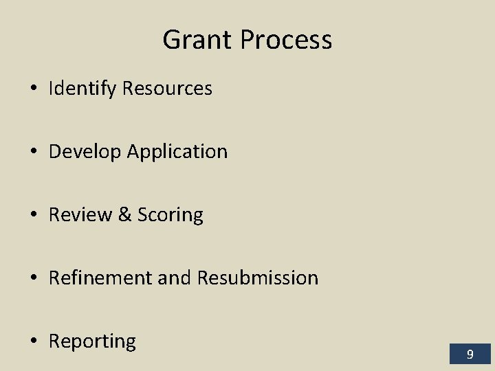 Grants Outline 1 The Granting Process 2 Writing