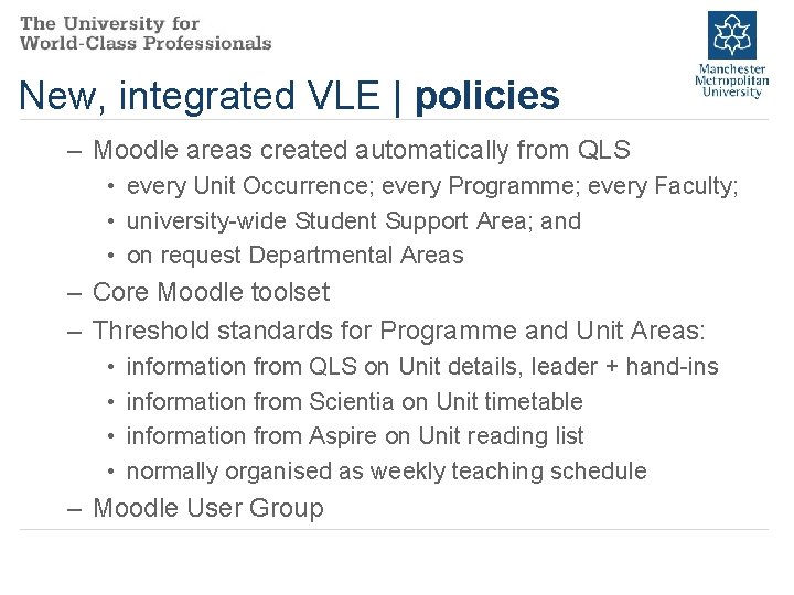 A new VLE an improved student portal Flexible