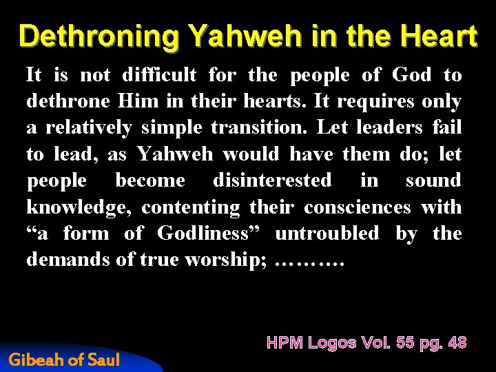 Gibeah of Saul Study 5 O Israel thou