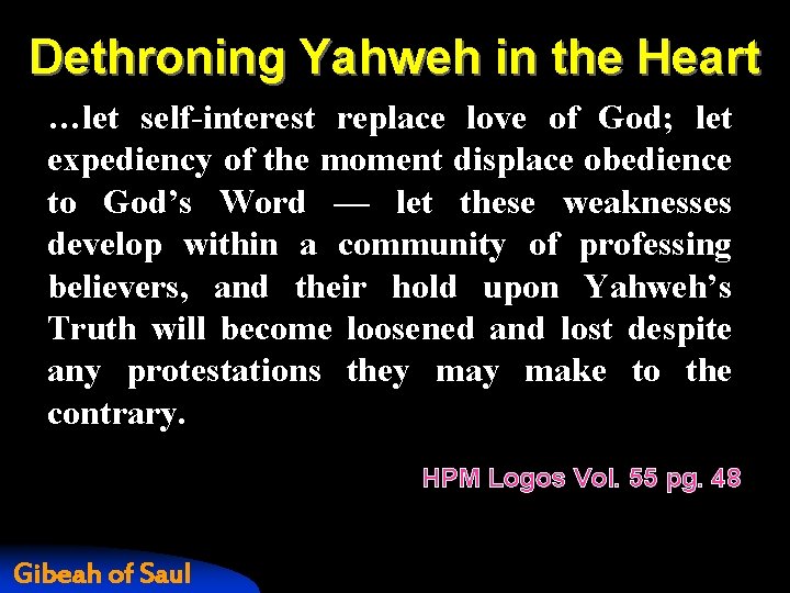 Gibeah of Saul Study 5 O Israel thou