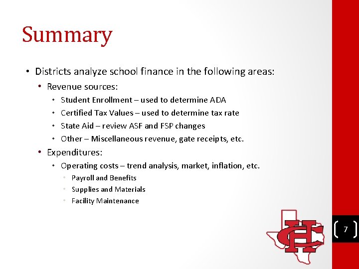 The Basics of School Finance Cedar Hill Independent