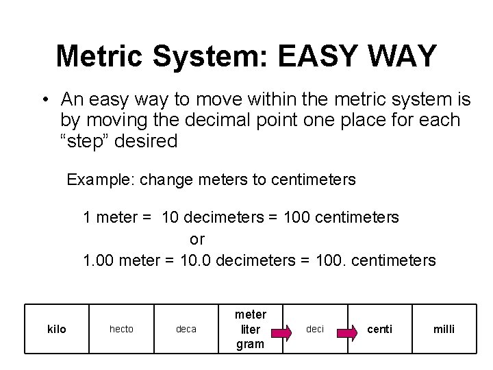Metric System Basics The metric system is based