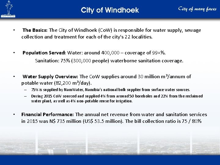 NAMIBIA WATER SECURITY EXPERIENCE Presented by Zelda Scheepers