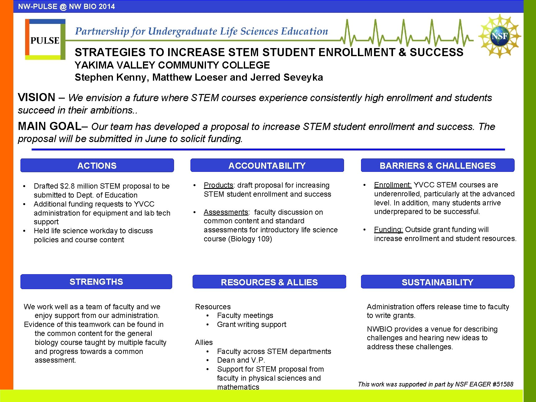 NWPULSE NW BIO 2014 STRATEGIES TO INCREASE STEM