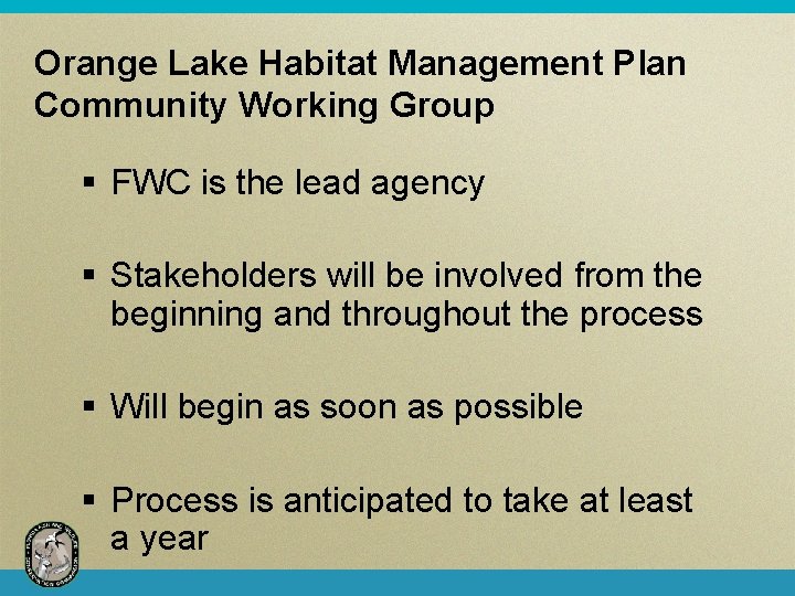 Orange Creek Basin Stakeholder Engagement Basin Management Action