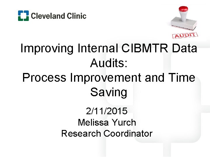 Improving Internal CIBMTR Data Audits Process Improvement and