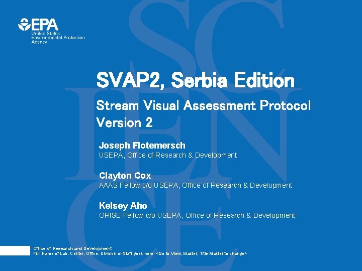 SVAP 2 Serbia Edition Stream Visual Assessment Protocol