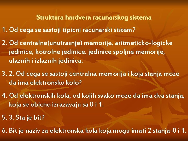 Racunarski sistemi 1 Sta su racunarski sistemi sta