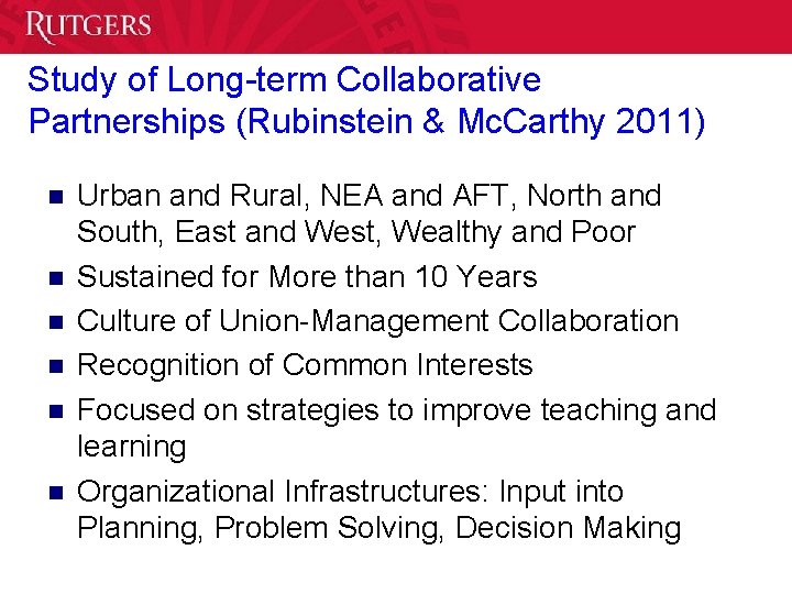 LaborManagement Collaboration Impact on Student Achievement Saul Rubinstein