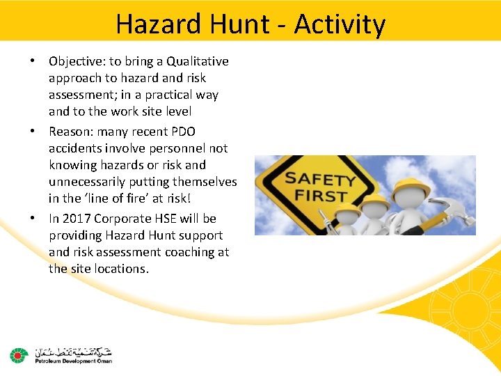 PDO HAZARD HUNT 2017 Taking Worksite Hazard Identification