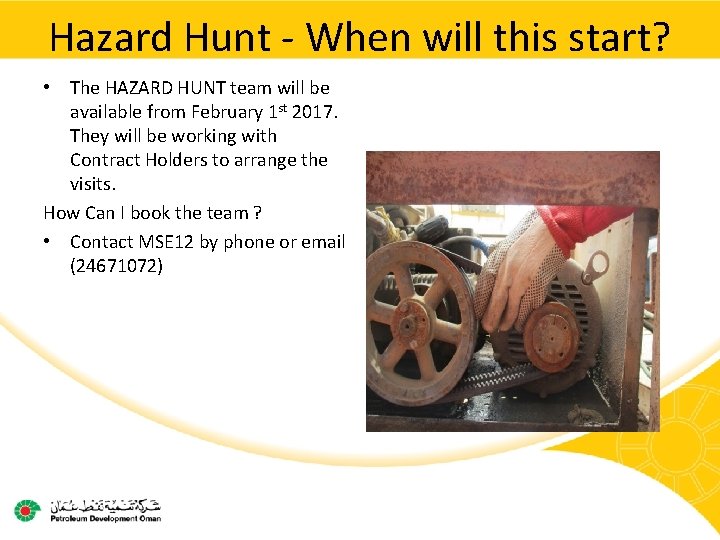 PDO HAZARD HUNT 2017 Taking Worksite Hazard Identification