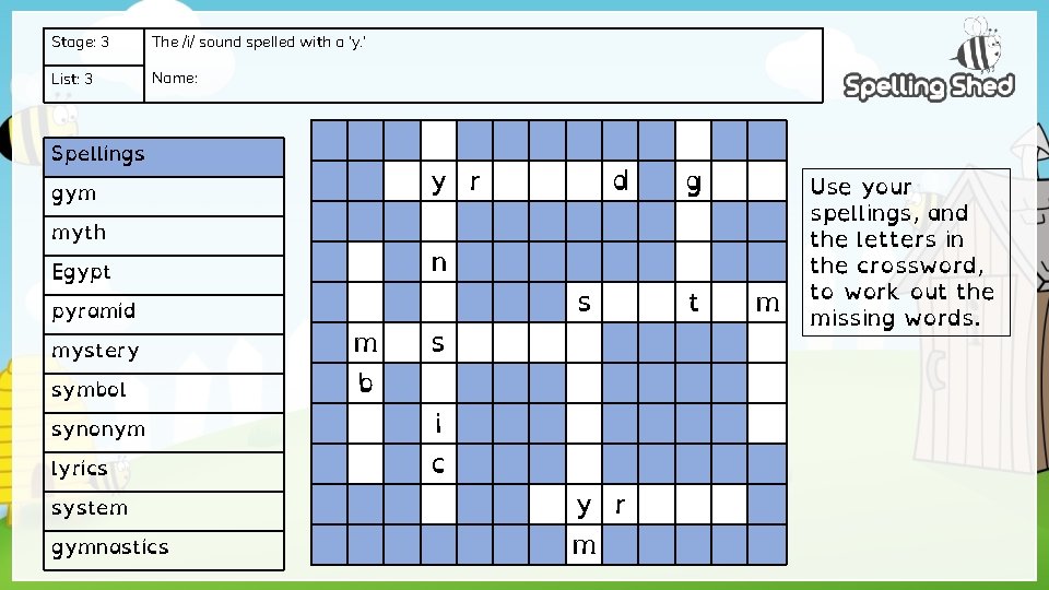 Stage 3 List 3 Spelling Rule The i
