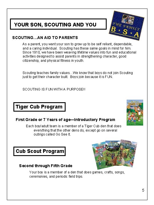 PARENT ORIENTATION GUIDE For more information contact Cubmaster