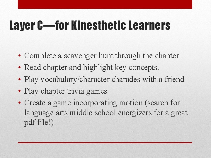 Layered Curriculum For teachers with more than one