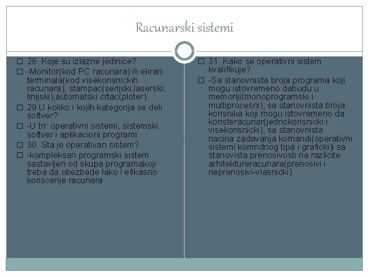 Racunarski sistemi 1 STA SU RACUNARSKI SISTEMI RACUNARSKI